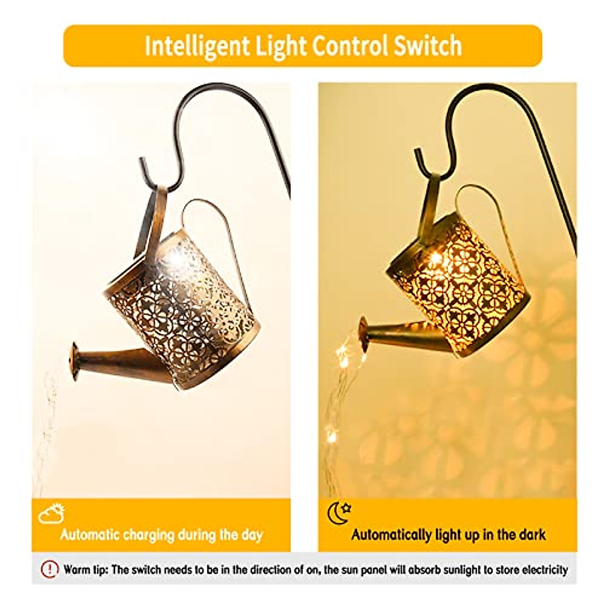 ChenTaid 2 Pcs Solar Watering Can Lights - Garden Decor Solar Lights Hanging Lantern Waterproof for Outdoor Party Dinner Table Porch Bedroom Window Balcony Gardens Lawns