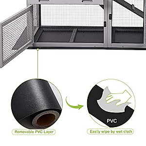 Gutinneen Rabbit House Indoor Outdoor Rabbit Hutch with Ventilation Door,Wooden Bunny cage with No LeakageTray, Removable Bottom Wire Mesh & PVC Layer,Chicken Coop UV Panel