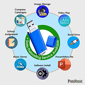 Possibox Customized Bulk USB 2.0 Flash Drives 4GB Personalized with Your Logo - for Promotional Use - 100 Pack