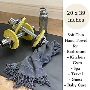 Luxury Cotton Turkish Hand Towel, Decorative Kitchen Towels Farmhouse, Black Hand Towels for Bathroom, Soft&Absorbent Hand Towels for Head Face Guest Tea Dishcloth Gym Spa - Charcoal Gray/Black