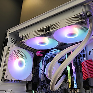 Vetroo 3-Pack Computer Case Fans 120mm Address RGB & PWM Cooling Fans High Performance with Controller Hub - White