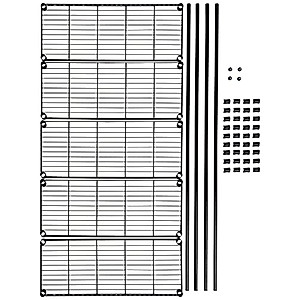 Amazon Basics 5-Shelf Storage Unit with Height Adjustable Shelves and Foldable Storage Cubes (6 Pack), Black
