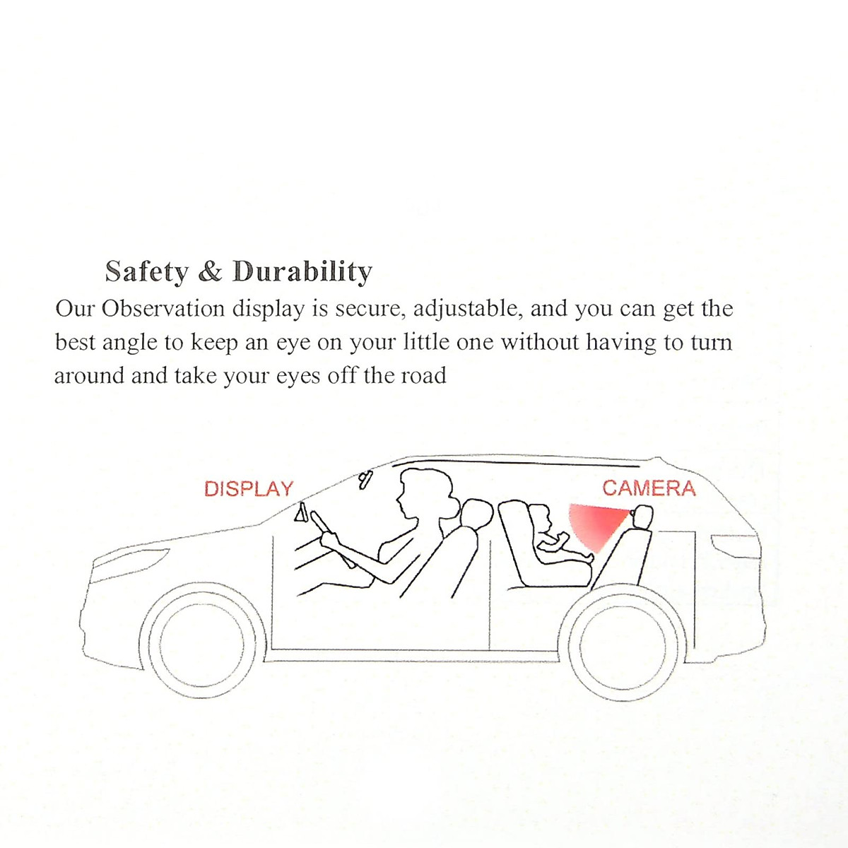 Baby Car Camera, 5 Inch HD 800(RGB) x480 Resolution Baby Car Mirror, 120° Rotating and Wide View Angle Design, Night Vision Automatic Switching Car Camera for Baby