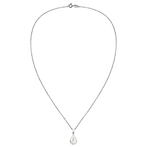 AeraVida Simply Elegant Teardrop Mother of Pearl Inlay .925 Sterling Silver Necklace | Classic Necklace Jewelry for Women | Jewelry Gift
