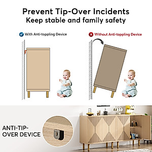 Tribesigns Modern Natural Storage Cabinet, Freestanding Floor Cabinet, Classic 59 inches Sideboard, Wood Buffet Cabinet with Doors, Large Storage Cabinet for Living Room, Dining Room, Garage