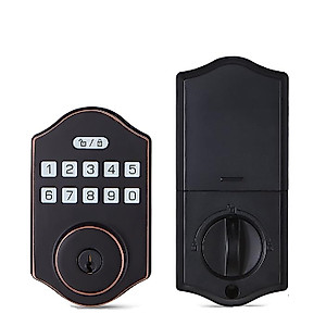 Fingerprint Door Lock - Keyless Entry Door Lock with Keypad - Electronic Deadbolt Keyed Entry - Front Door Lock - Combination Door Lock - Easy Installation - Satin Nickel (Handle Style)