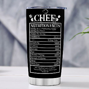 wowcugi Personalized Chef Gifts For Women Men Chef Tumbler 20oz 30oz Chefs Nutrition Facts Stainless Steel Insulated Tumblers Coffee Travel Mug With Lid