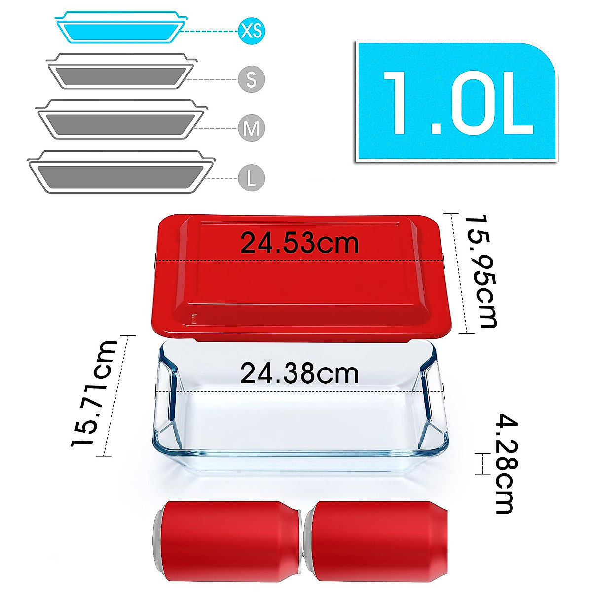 Mini Glass Baking Dish with Lid, 1QT Glass Oven Dish Rectangular, Rectangular Mini Baking Pan