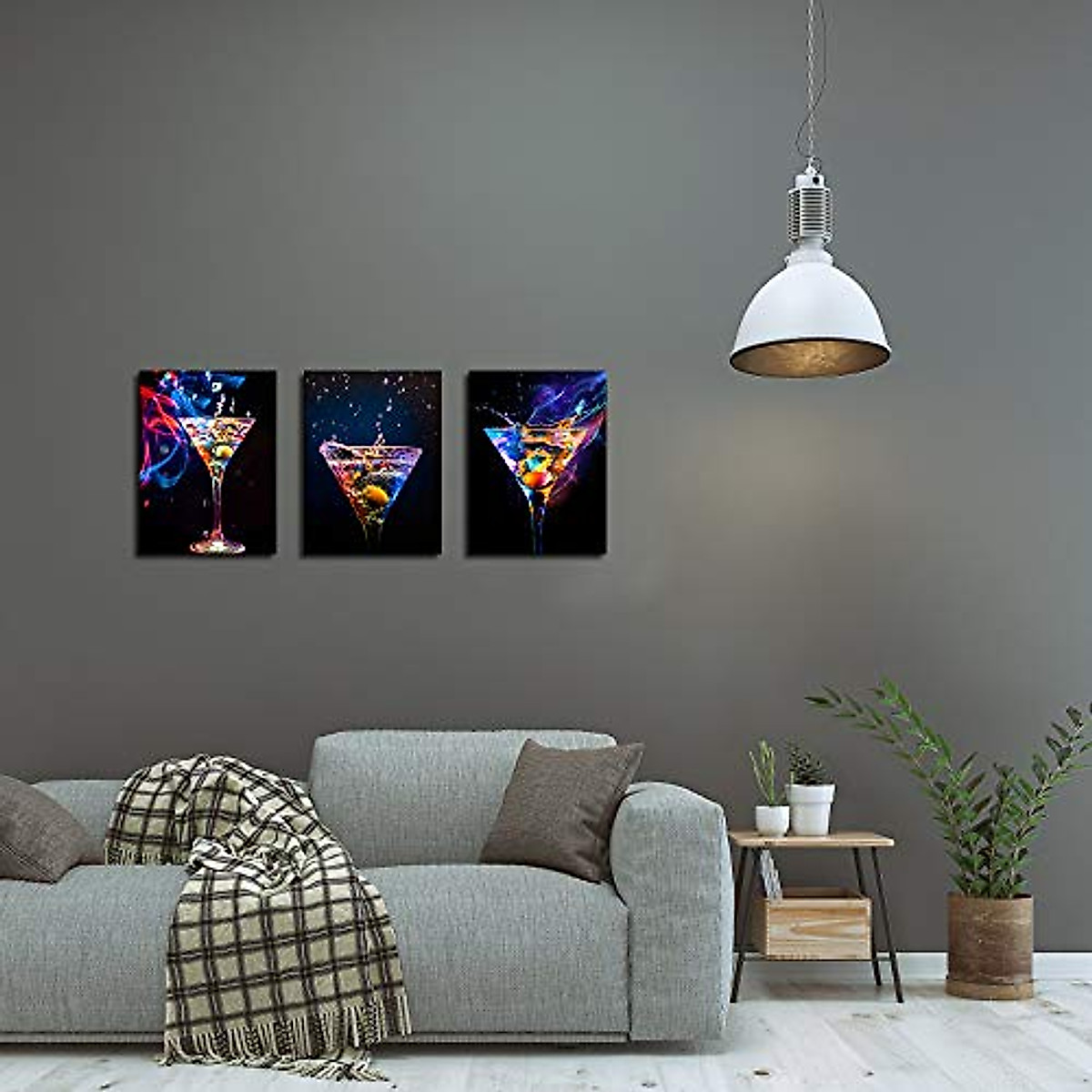 Biuteawal - 3 Piece Wall Art Colorful Sparkling Wine Pictures Painting on Canvas Wine Drinks Art Print for Party Decoration Modern Bar Pub Home Dining Room Wall Decor