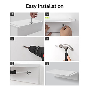 Mazjoaru White Floating Nightstand 16inch, Modern Natural Pine Wood Night Stand Floating Wall Shelves with Phone Slot, Cord Holes, Small Narrow Nightstands Bedside Tables for Bedroom Dorm Bedside