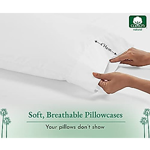 CALIFORNIA DESIGN DEN Luxuriously Soft Hotel Quality 600 Thread Count, 100% Cotton Set of 2 Cases, Crisp & Cool White Standard Pillow Cases Fits Standard & Queen Pillows (Bright White)