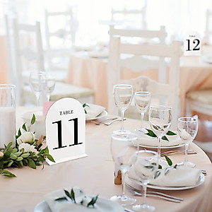 YourGala White Arch Wedding Table Numbers with Double Sided Lettering 1-20, Acrylic Signs with Stands, Perfect for Weddings, Events, Parties, Ceremonies