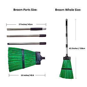 Xifando Courtyard Broom-Heavy Duty Broom Long Handle Outdoor Commercial Angle Broom for Courtyard Ourdoor Travel Camping