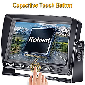 Rohent RV Backup Camera Wired HD 1080P 7 Inch Monitor DVR Recording Touch Button Split Screen Two Channels Rear View Reverse Cam System Waterproof Infrared for Car Truck Travel Trailer Camper N04