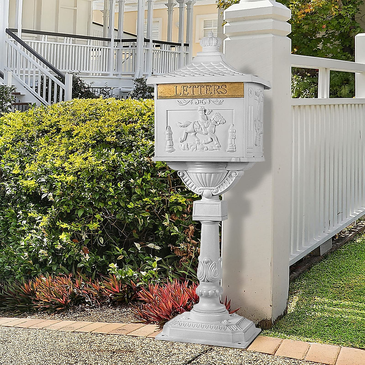 Polar Aurora Mailbox Cast Aluminum White Mail Box Postal Box Security Heavy Duty New