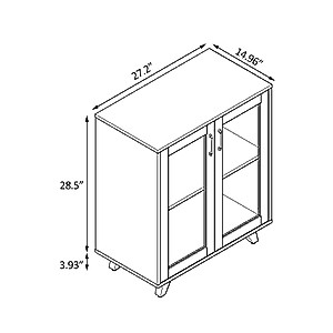 Panana Kitchen Buffet Server Table Accent Sideboard Cupboard Server Buffet Console Table with Doors Cabinet(27inch, Black)