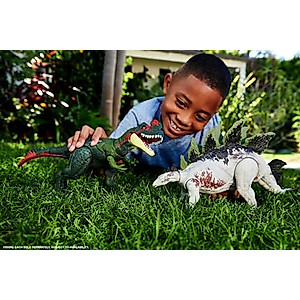 Mattel Jurassic World Dominion Gigantic Trackers Stegosaurus Action Figure Toy with Attack Motion & Tracking Gear, Plus Downloadable App & AR