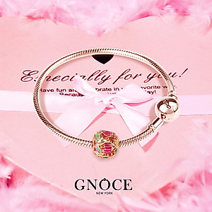 GNOCE Hummingbird Charm Bead 925 Sterling Silver 18k Rose Gold Plated Hollow Charms For Bracelet/Necklace Women …