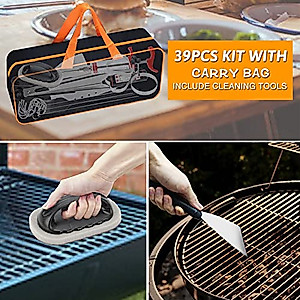 Griddle Accessories Kit, 39 Pcs Flat Top Grill Accessories for Blackstone and Camp Chef, Professional Grill BBQ Spatula Set with Basting Cover, Scraper, Thermometer, Egg Ring, Gifts for Men