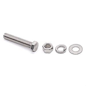 10 Sets Glvaner 5/16-18 x 2" Stainless Steel Hex Head Screws Bolts, Nuts, Flat & Lock Washers, 18-8 (304) Stainless Steel, Full Thread, Coarse Thread