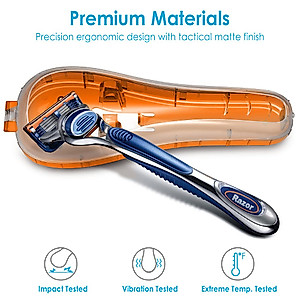 Enerfort Razor Case Compatible with Gillette Proglide Fusion Men's Razor, Razor Travel Protector Case with Carrying Bag for Manual Razor - Orange