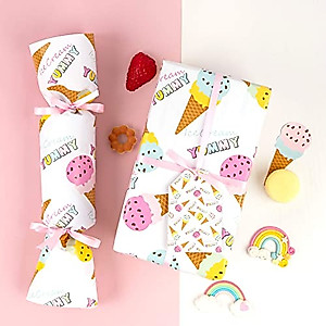 MAYPLUSS Wrapping Paper Sheet Set - Folded Flat - 3 Large Sheets with 3 Gift Tags - Summer Design(22.6 sq.ft.TTL) - 27.5 inch X 39.4 inch Per Sheet