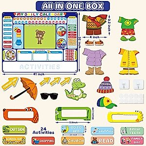 My Daily Calendar Felt Board for Kids Preschool Classroom Calendar 3.5Ft Circle Time Learning Center All About Today Activities Bear Dress Emotion Weather Season Days of the Week for Toddlers Learning