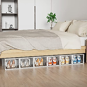 Shoe Storage, 12 Pack Large Shoe Organizer for Closet, Shoe Boxes Clear Plastic Stackable Shoe Storage Boxes for Size 13