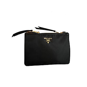 Prada Bandoliera Tessuto Nylon Soft Calf Trim Black Crossbody Bag 1BH046