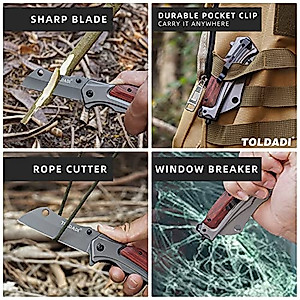 Toldadi Spring Assisted Pocket Knife for Men, 3.2 in Blade Folding Cleaver Pocket Knife With Liner Lock, Edc Camping Knife Gifts for Men Father Husband