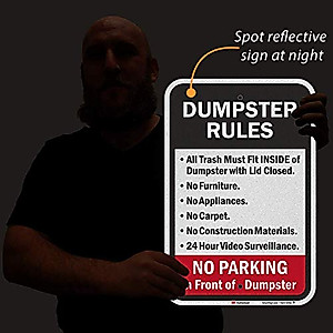 SmartSign - K-7492-EG-12x18 "Dumpster Rules" Sign | 12" x 18" 3M Engineer Grade Reflective Aluminum Black/Red on White