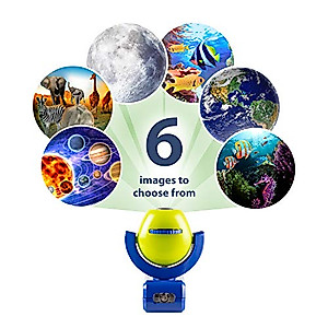 Projectables 13347 Six Image LED Plug-In Night Light, Green and Blue, Light Sensing, Auto On/Off, Projects Solar System, Earth, Moon, Safari, Aquarium, and Coral Reef on Ceiling, Wall, or Floor