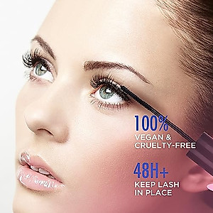 BEPHOLAN Cluster Lash Glue, Strong Hold for Individual Cluster Lashes, Last for 48-72 Hours, Black Eyelash Adhesive, Latex Free, Suitable for Sensitive Eyes, Mirco Mascara Wand,0.176 oz