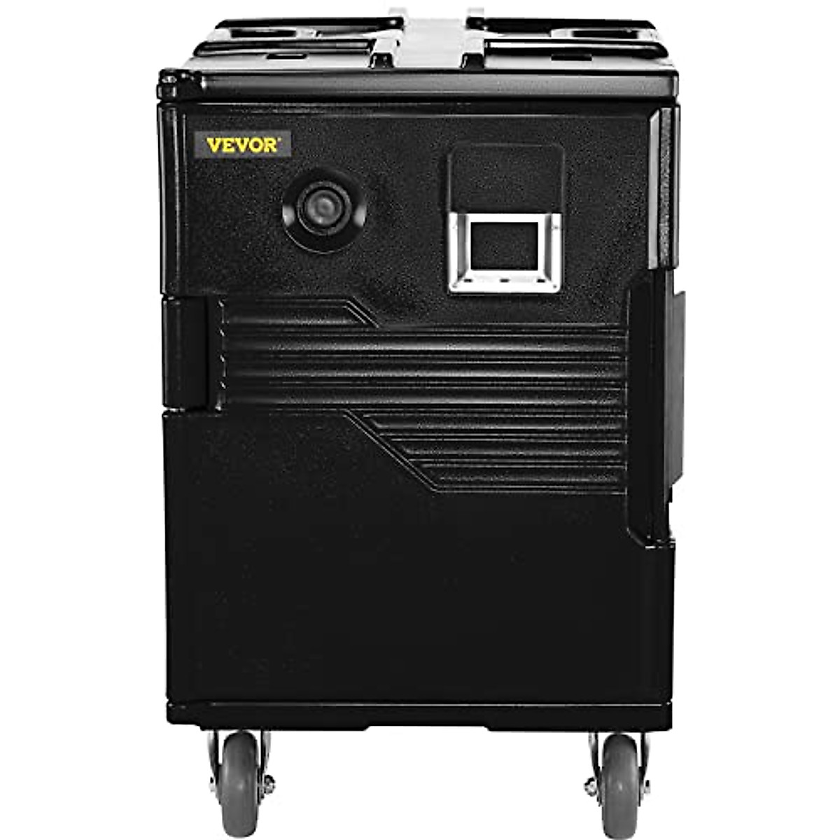 VEVOR Insulated Food Pan Carrier, 82 Qt Capacity Hot Box, Food-Grade LLDPE Material, Front Loading Portable Food Warmer w/Handles, End Loader w/Wheels for Restaurant, Canteen, etc. Black