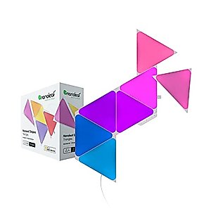 Nanoleaf Shapes WiFi and Thread Smart RGBW 16M+ Color LED Dimmable Gaming and Home Decor Wall Lights Smarter Kits (Triangles Smarter Kit (7 Pack)