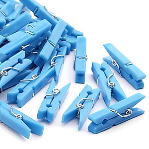 Jdesun 50 Pieces Photo Clips,Mini Plastic Picture Paper Clip Clothespins Peg for Office,Home,Arts(Blue)