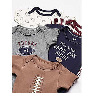 Hudson Baby Unisex Baby Cotton Bodysuits, Football, 3-6 Months
