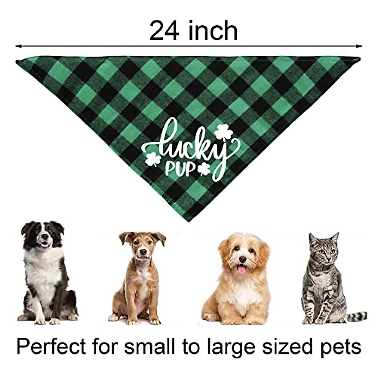JOTFA St. Patrick's Day Dog Bandana Costumes, St. Patrick's Day Shamrock Dog Headband Buffalo Plaid Dog St. Patrick's Day Bandanas for Small Medium Large Dogs