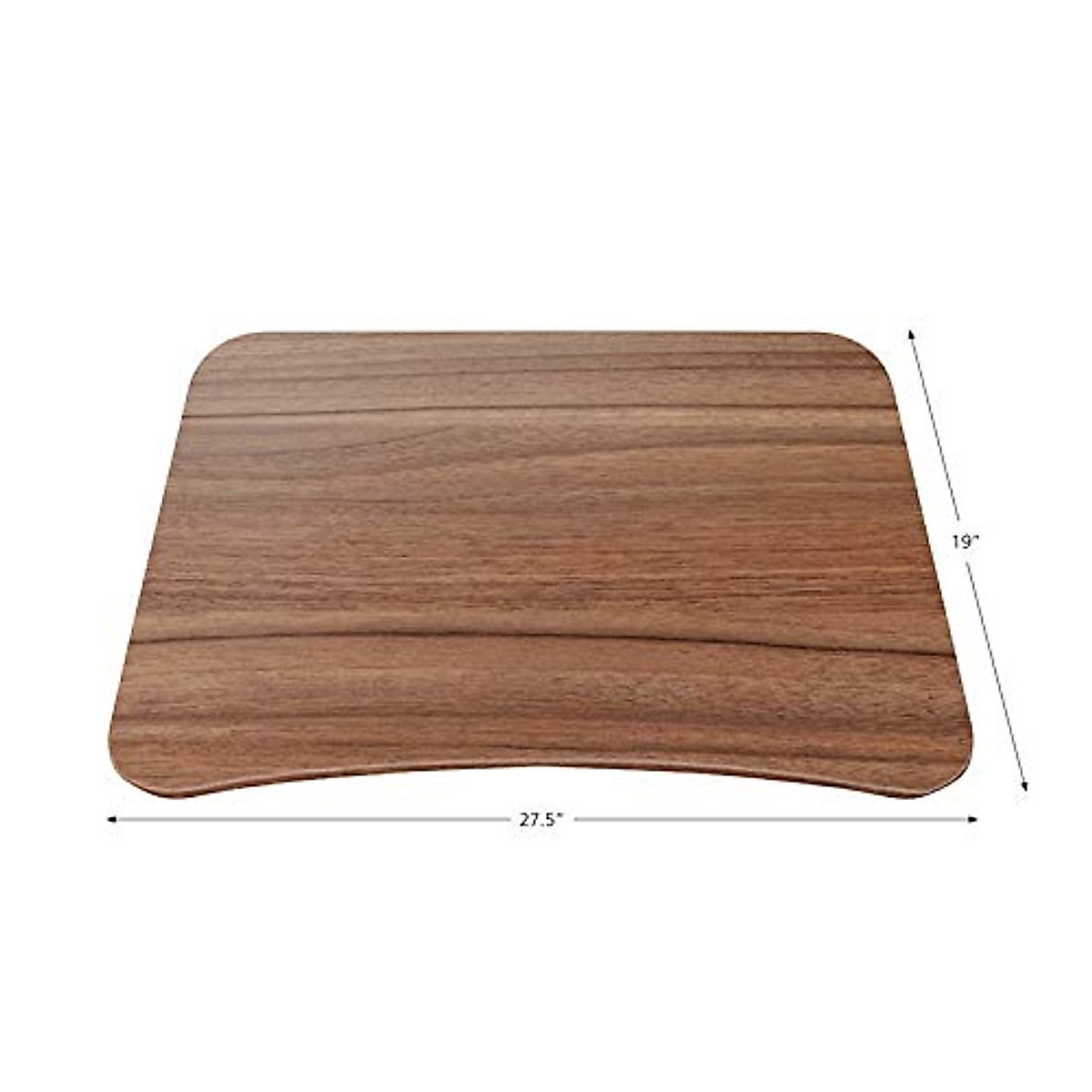 Contemporary Workpad Height Adjustable Laptop Cart Desk with Pneumatic Mechanism, Mobile Tilt, Locking Castors, Ergonomic Curved Desktop, for Office, College, 19 x 28 in. Walnut Top