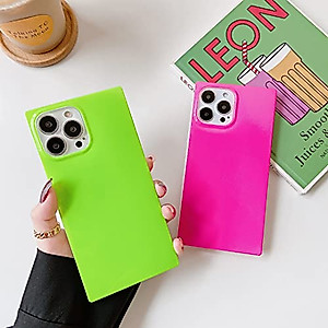 COCOMII Square Case Compatible with iPhone 13 Pro - Slim, Glossy, Solid Color, Electrifying Neons, Easy to Hold, Anti-Scratch, Shockproof (Neon Pink)