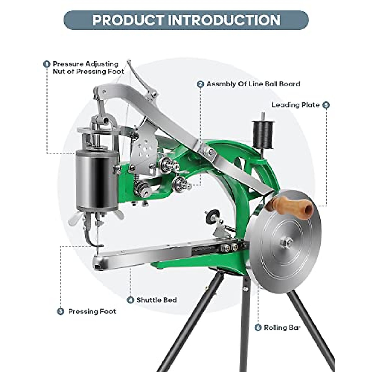 FAHKNS Shoe Repair Machine Handheld Leather Sewing Machines Cobbler Stitching Industrial Heavy Duty Maquina de Coser Manual Nylon Line for Upsolery Zippers Coats Bags Clothes Quilts Trousers Belt DIY Items