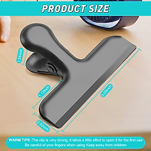 Funfery 8 Pack Stainless Steel Black Chip Clips 3" Bag Clips Food Clip Kitchen Clips for Snack,Large Clips for Food Packages,Food Clips Snack Clips,Metal Chip Clips for Home and Kitchen Organization