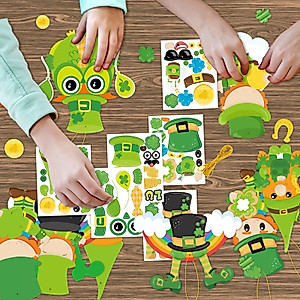 Fancy Land St. Patrick Day Craft Kit for Kids Make A St. Patrick's Day Stickers Leprechauns Shamrock Owl for Party 30Pack