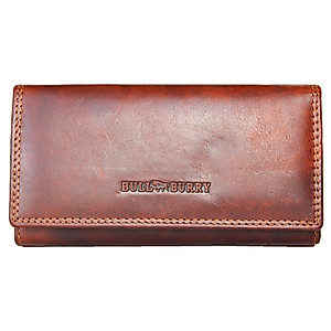 Double Sided RFID Leather Wallet Bull Burry Whole Made of a Strong Genuine Cowhide Brown One Size BB 160000 L101 BRN Vintage Double Sided Medium Brown