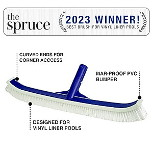 Poolmaster 20160 Heavy-Duty Vinyl Liner Swimming Brush with Rubber Bumper for Above or In Ground Pools, 18-Inches, Multi