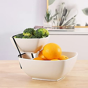 Buyajuju Chip and Dip Serving Set, 2 Tier Chip and Dip Bowls with Stand, Tiered Serving Stand, Food Server Display for Parties, Entertaining