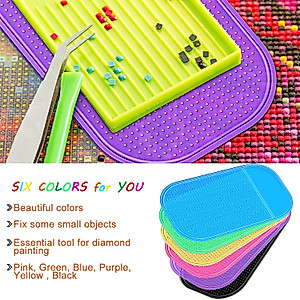 Blulu 6 Pieces Anti-Slip Tools Sticky Mat for Diamond Painting Sticky Gel Pad Non-Slip Universal Mount Holder 5.6 x 3.3 Inch for Holding Tray 5D Diamond Embroidery Accessories for Kids or Adults