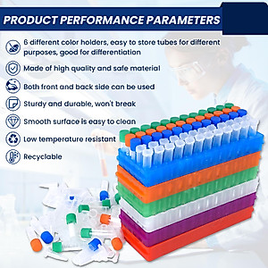 6pcs microcentrifuge Tube Rack lab centrifuge Tube Holder Stand lab Test Tube Pipe Holder with Double Panel 60 Wells for 0.5ml-2ml Centrifugal Tube