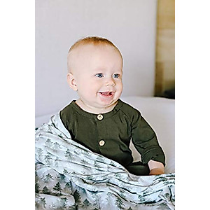 Copper Pearl Large Premium Knit Baby Swaddle Receiving Blanket Evergreen