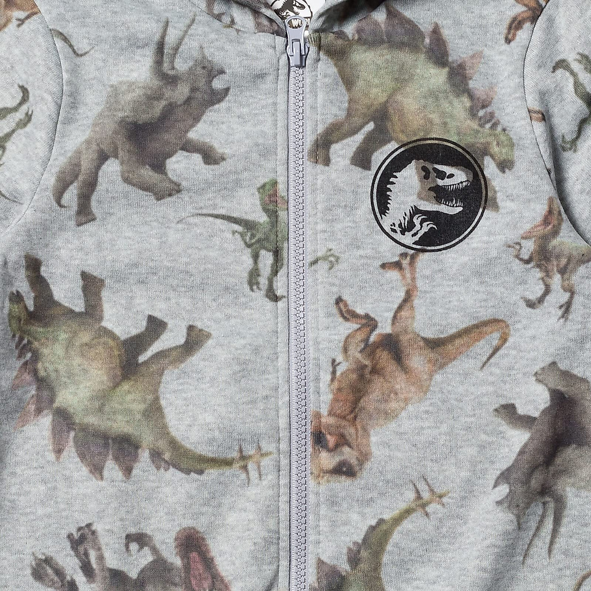 Jurassic World Dinosaur T-Rex Big Boys Fleece Zip Up Hoodie and Jogger Pants Set Logo Gray 10-12